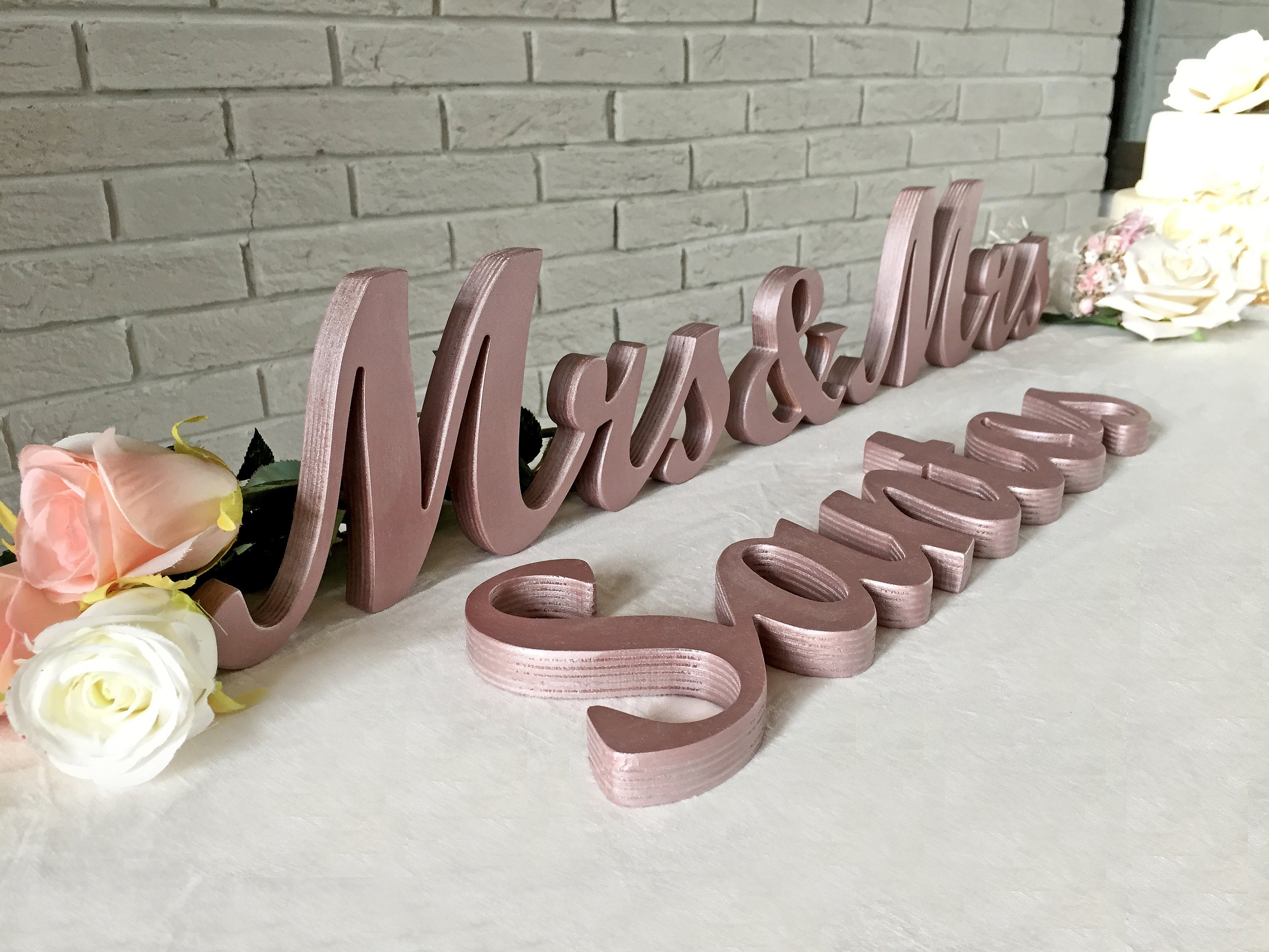 Personalized Mr & Mrs Name Sign Freestanding Family Name | Etsy