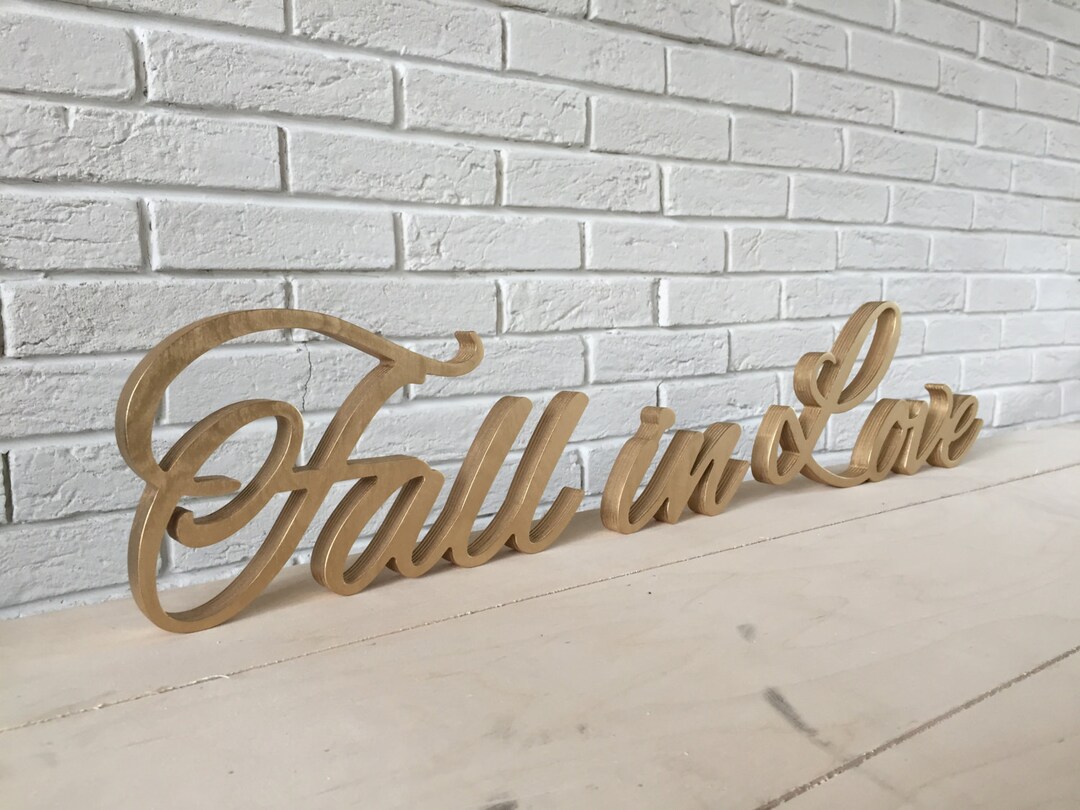 Fall in Love Sign. Love Gold Sign. Lovely Home Decoration. Standing ...