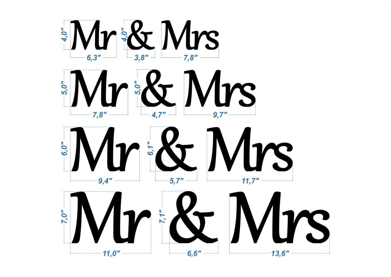 Mr And Mrs Letters Wedding Table Decoration Freestanding Mr Etsy