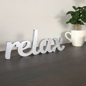 Wooden Cut Sign Relax, Positive Word Sign, Home Decor, Office Workspace ...