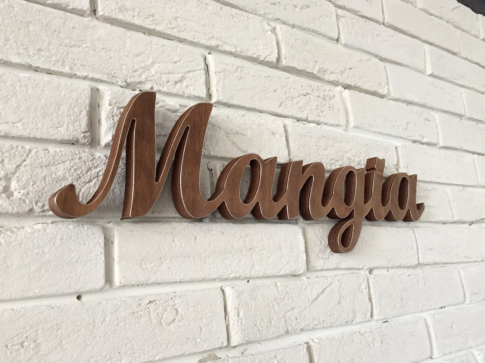 Wood Cutout "mangia" Sign, Navy Blue Distressed, Rustic Kitchen Wall ...