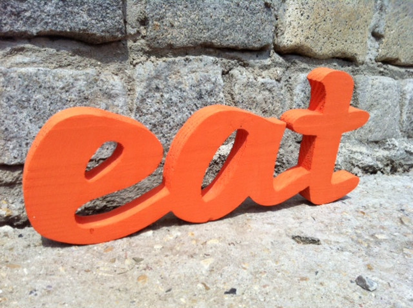 Mustard yellow kitchen sign EAT wooden letters DIY painted or | Etsy