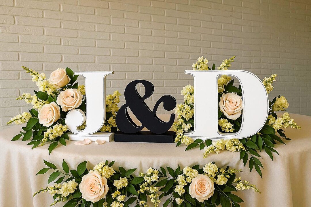 Custom Wedding Initials | Wooden Table Sign, Letter Decor - Etsy