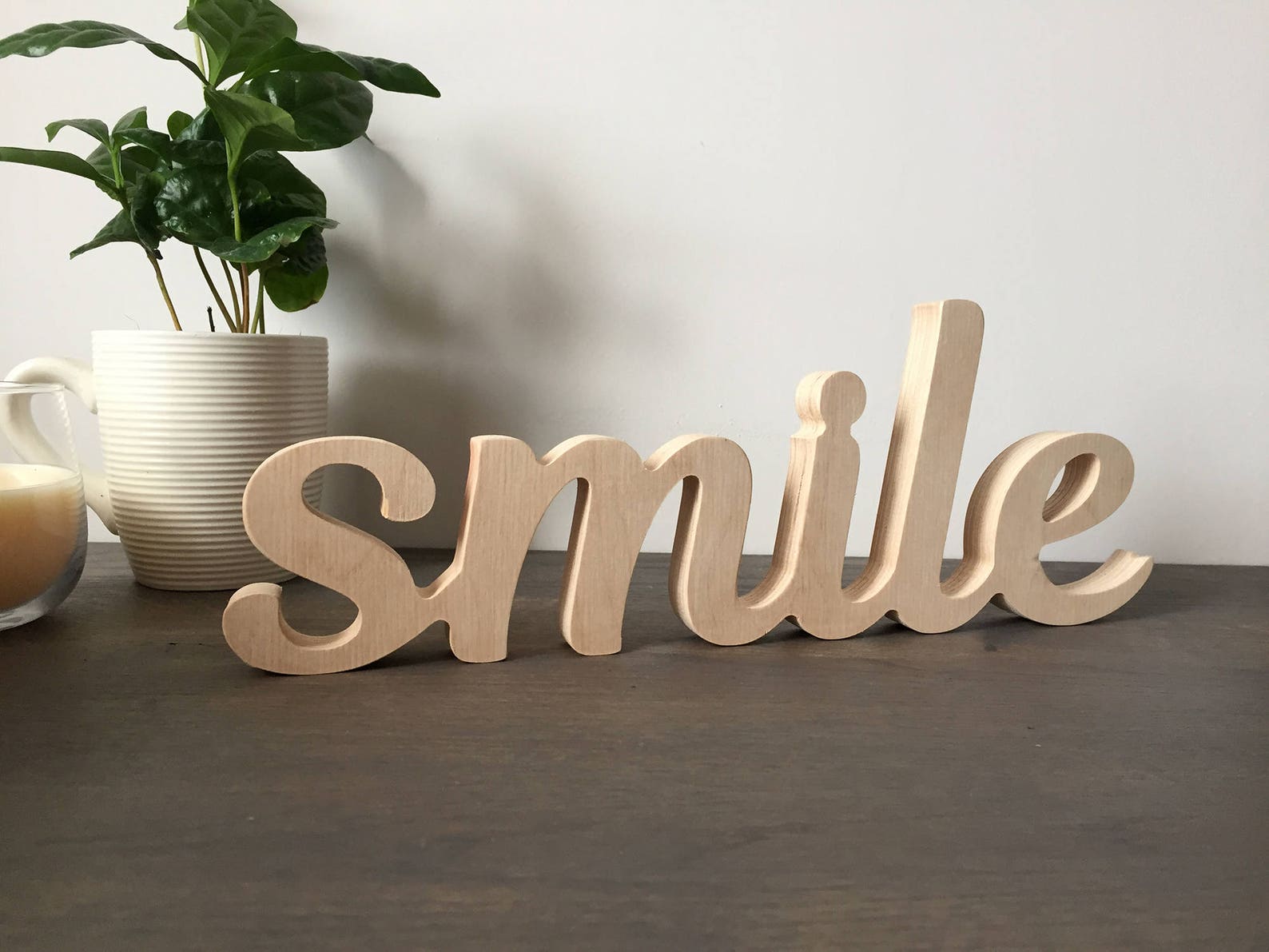 Wooden Rustic 'smile' Sign Positive Wood Word Smile - Etsy