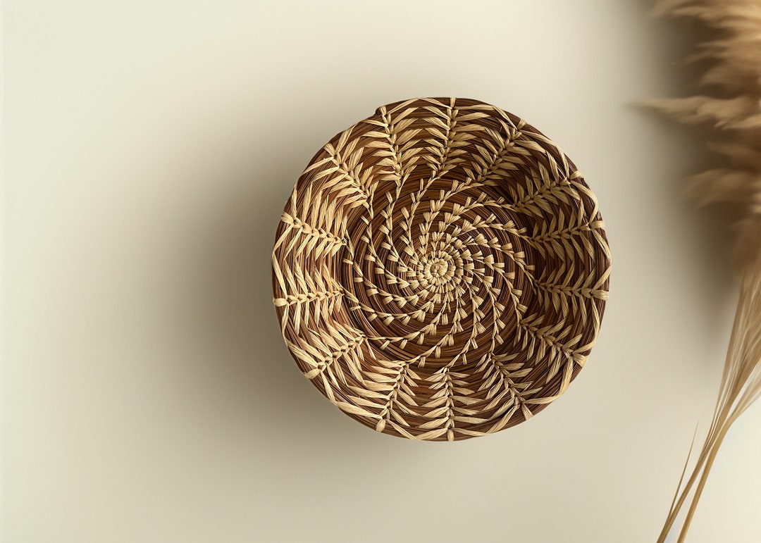 Mayan Pine Needle Rust Basket 6-inch Handwoven Boho Decor - Etsy