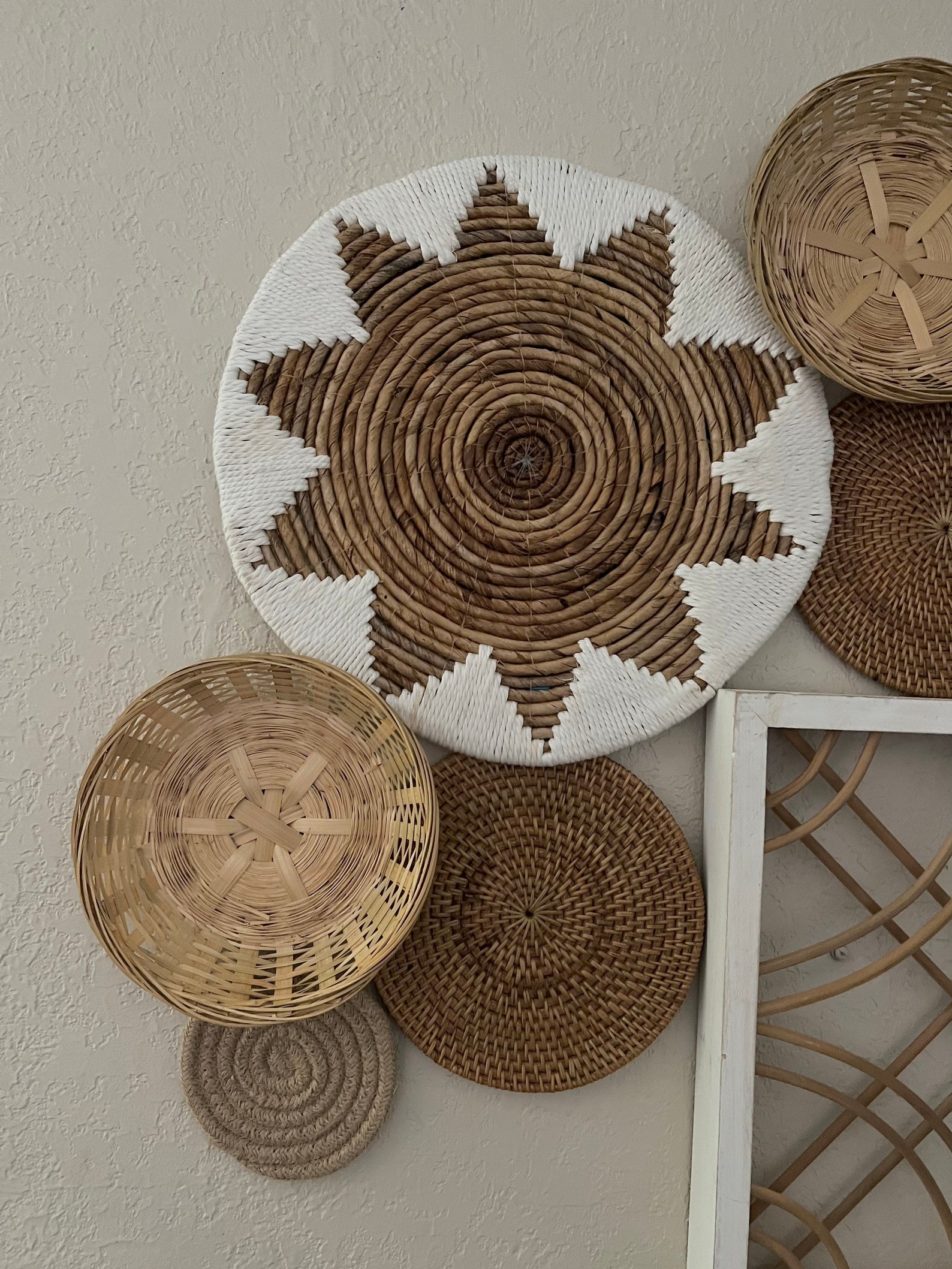 Boho Bohemian Basket Wall Set Wall Baskets Living Room - Etsy