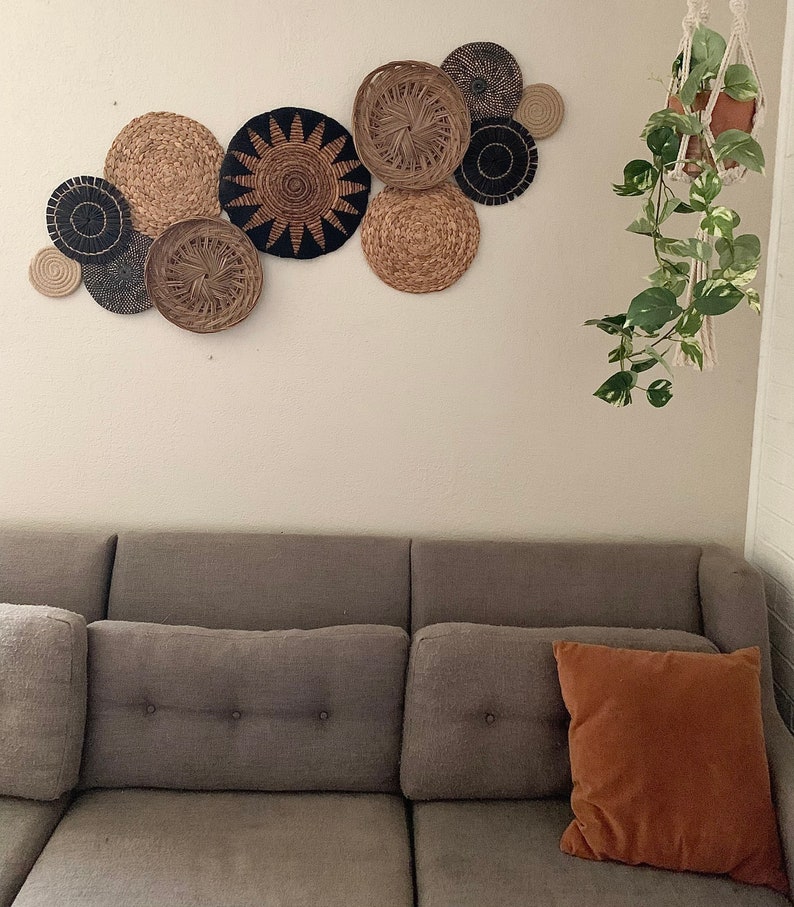 Black Sun Bohemian Basket Wall Decor - 11-piece Set for Living Room ...