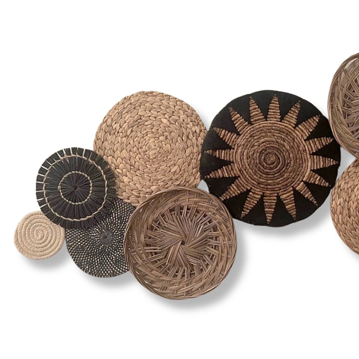 Black Sun Bohemian Basket Wall Decor - 11-piece Set for Living Room ...
