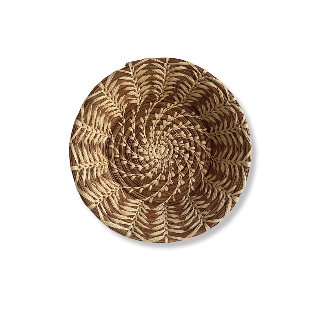 Mayan Pine Needle Rust Basket - 6-inch Handwoven Boho Decor - Etsy
