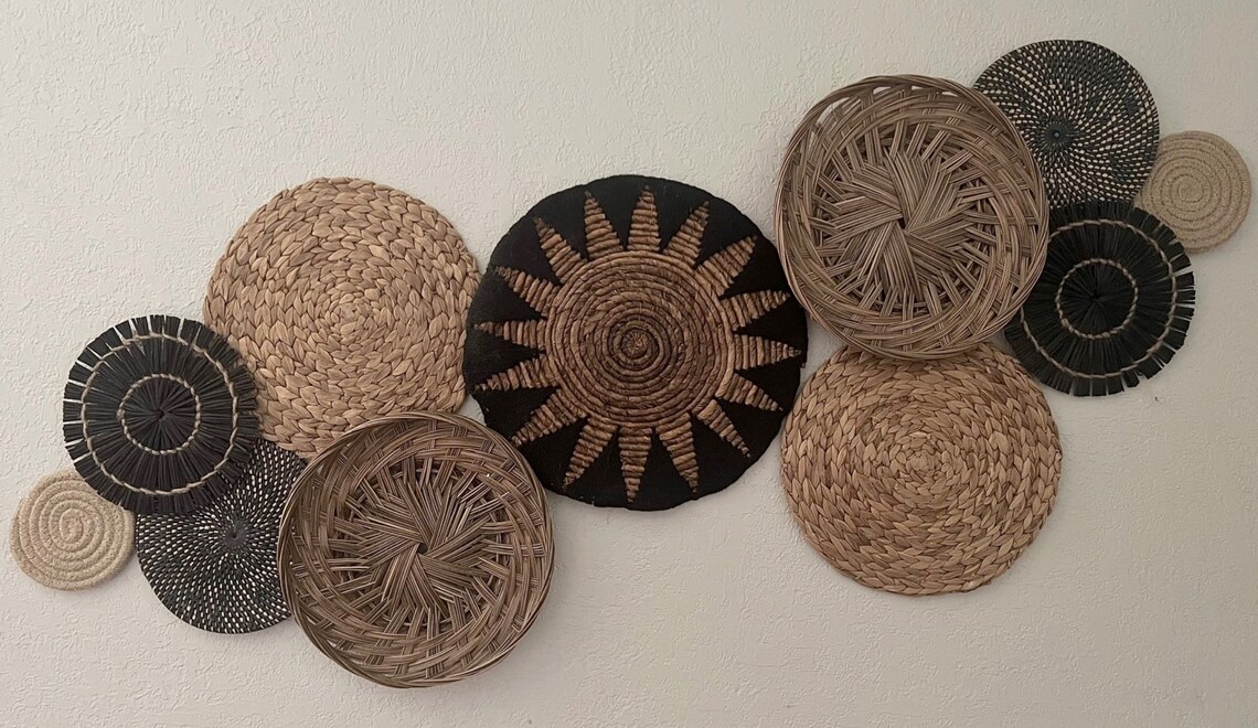 Black Sun Bohemian Basket Wall Decor - 11-piece Set for Living Room ...