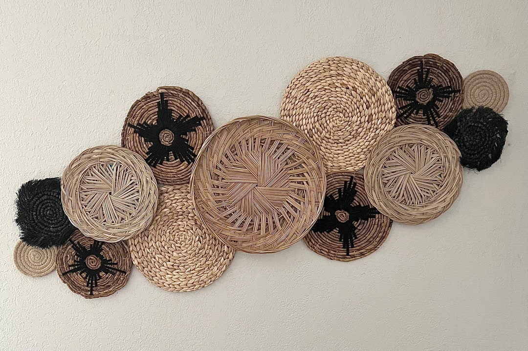 Black Star Bohemian Basket Wall Art Boho Wicker Wall Decor - Etsy