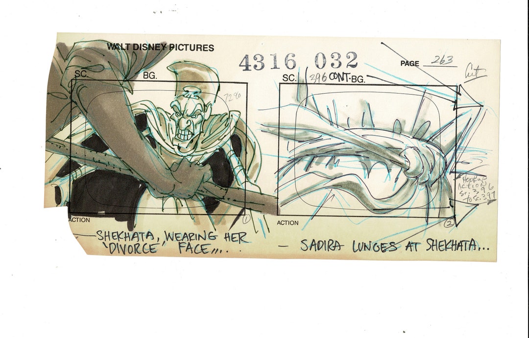 ALADDIN Disney Series Production Animation SB Drawing From Animator ...