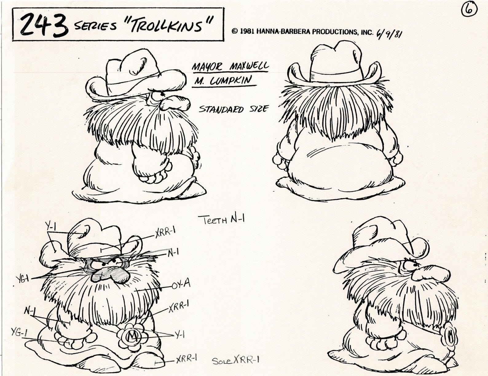 Trollkins 1981 Production Model Sheet Copy Lot of 12 Pages From Hanna ...