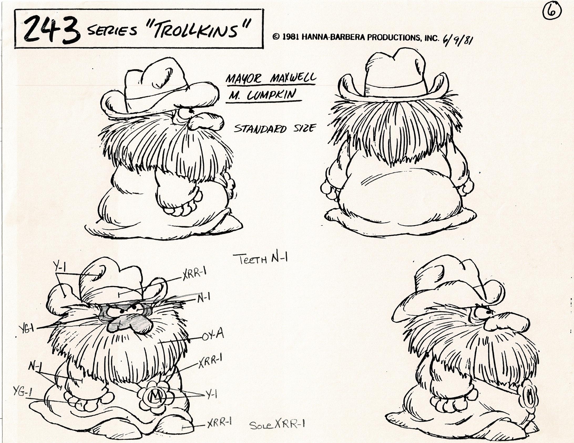 Trollkins 1981 Production Model Sheet Copy Lot of 12 Pages From Hanna ...