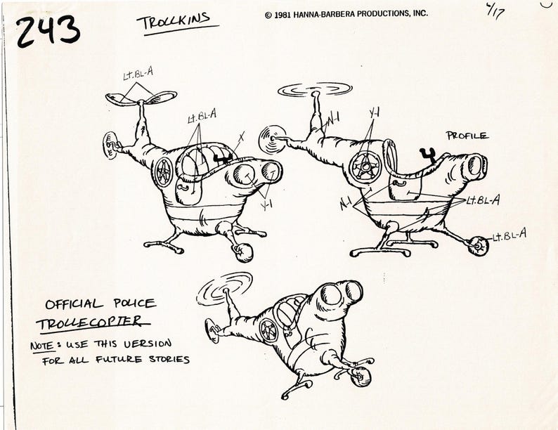 Trollkins 1981 Production Model Sheet Copy Lot of 12 Pages From Hanna ...