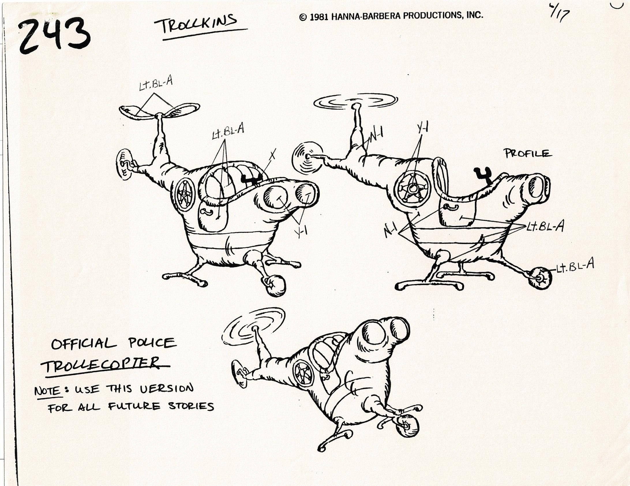 Trollkins 1981 Production Model Sheet Copy Lot of 12 Pages From Hanna ...
