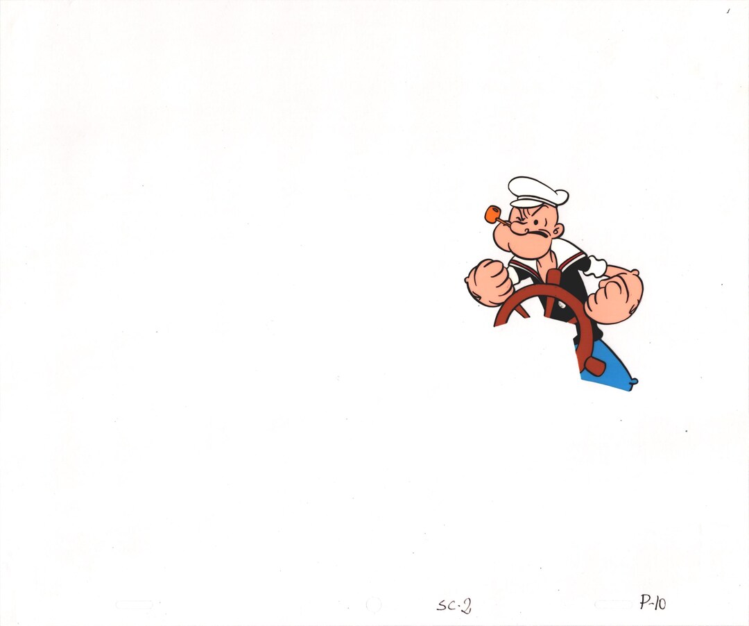 Popeye Screen-used Production Animation Cel and Drawing Hand-inked Pre ...