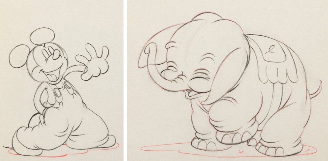 Mickey Mouse 1936 Original Production Animation Cel Drawings 2 Lot From ...