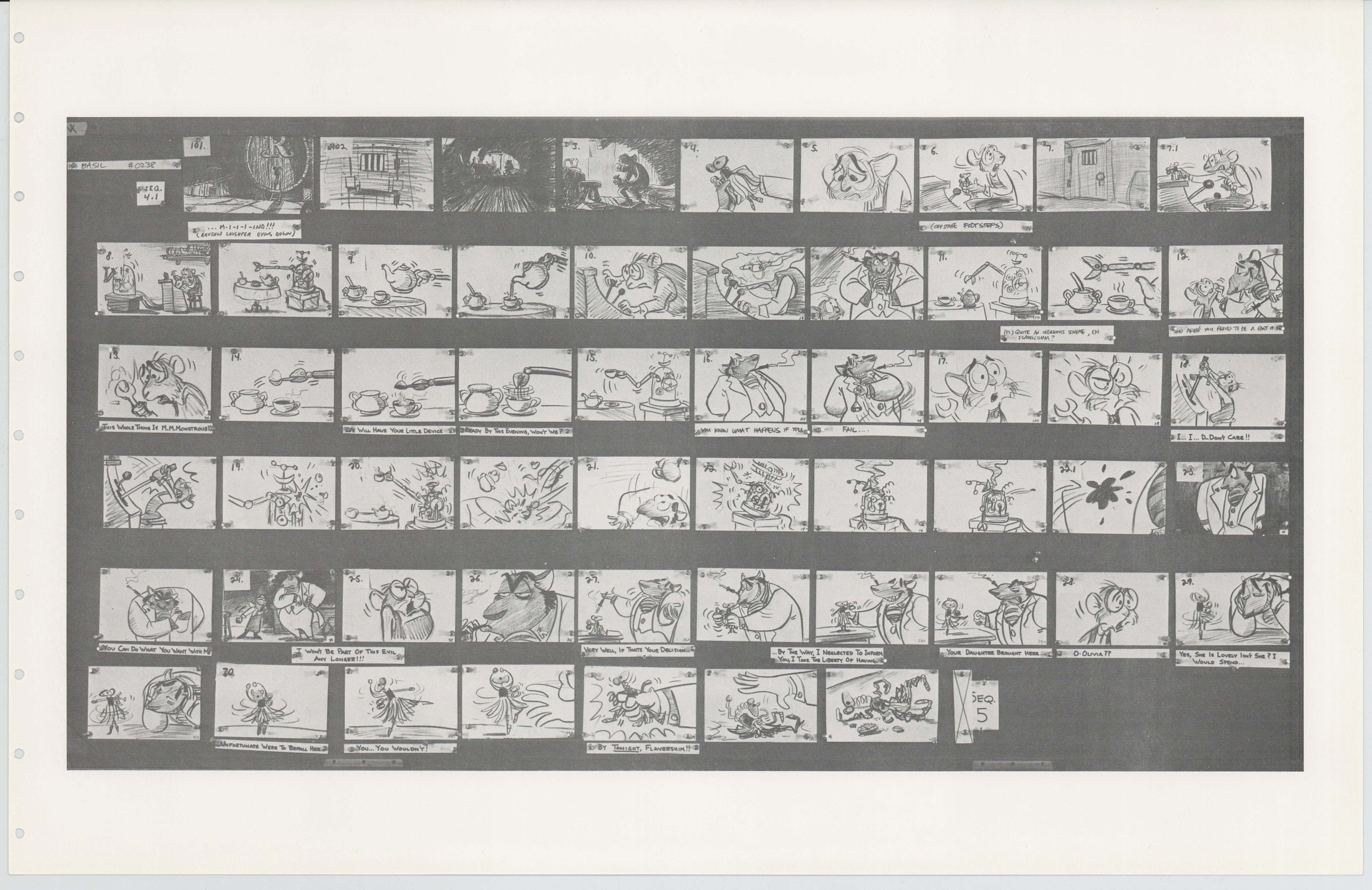 Great Mouse Detective Walt Disney Production Animation Storyboard Sheet ...