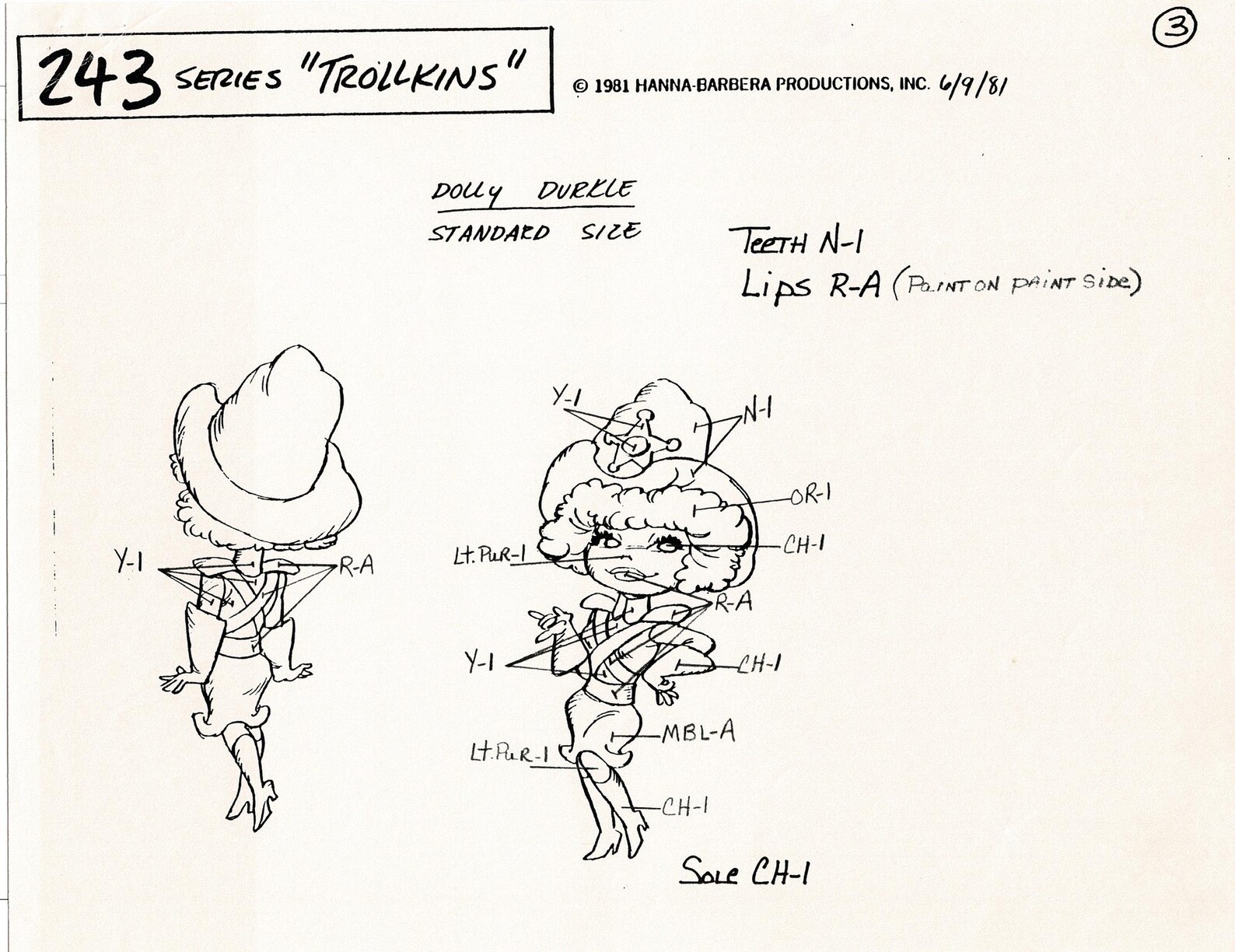 Trollkins 1981 Production Model Sheet Copy Lot of 12 Pages From Hanna ...