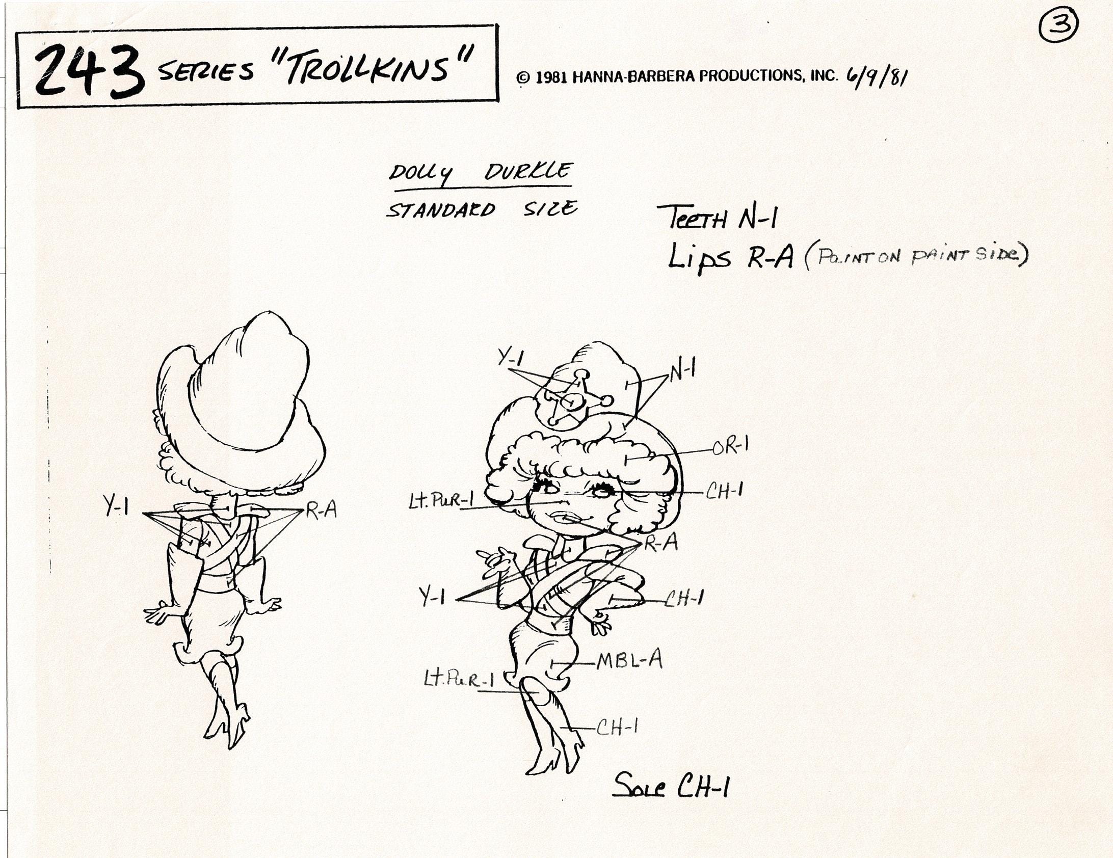 Trollkins 1981 Production Model Sheet Copy Lot of 12 Pages From Hanna ...