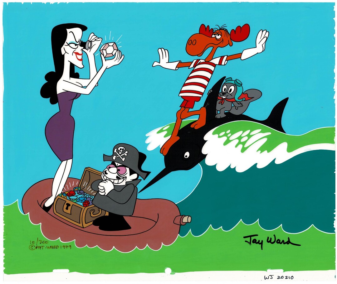 Jay Ward Signed Scene Cel Rocky and Bullwinkle With Natasha and Boris ...