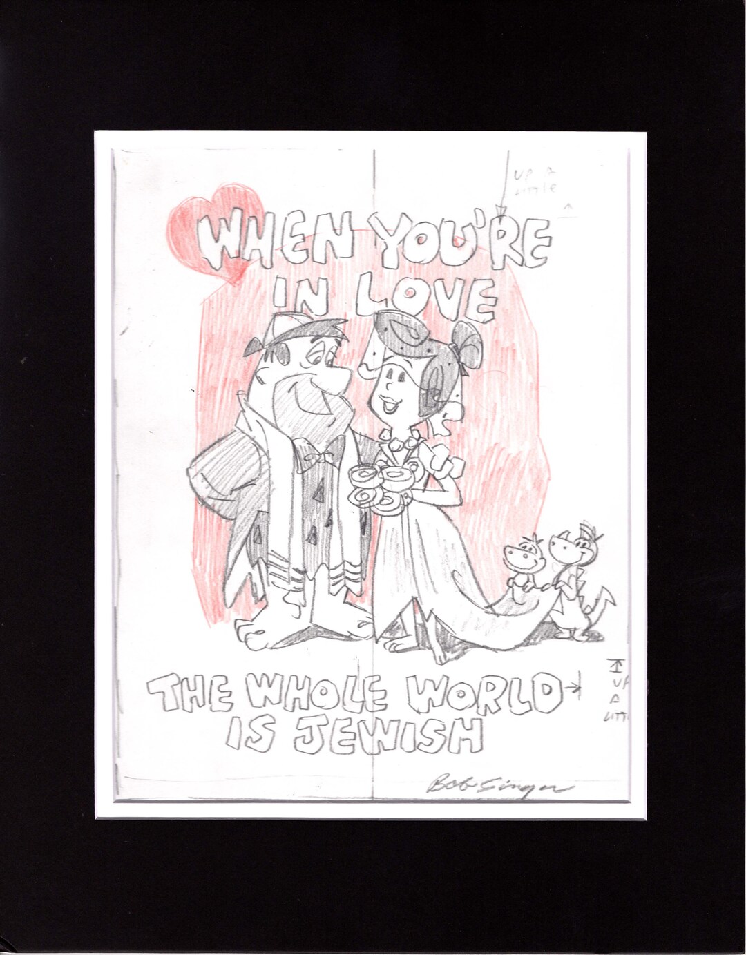 The FLINTSTONES Fred Barney Pencil Scene Drawing Signed by Bob Singer ... The FLINTSTONES Fred Barney Pencil Scene Drawing Signed by Bob Singer ...