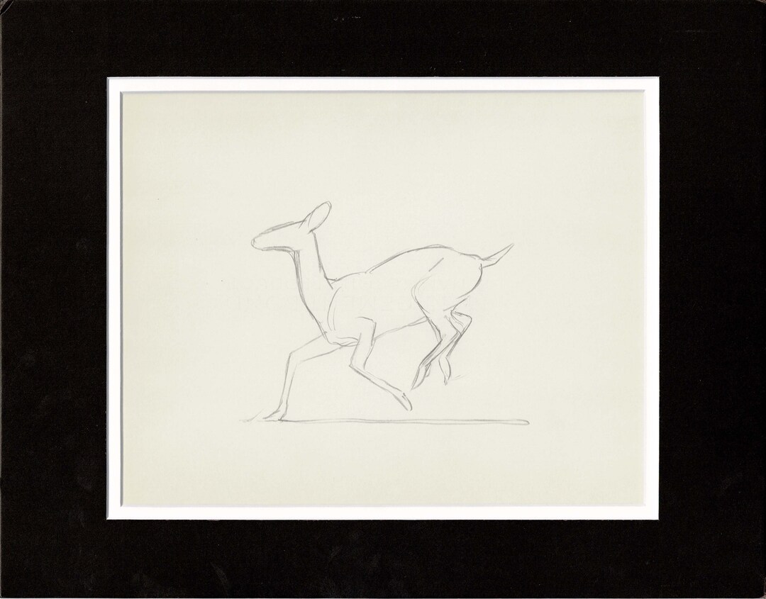 Walt Disney Rough Production Animation Cel Drawing or Study of a Deer ...