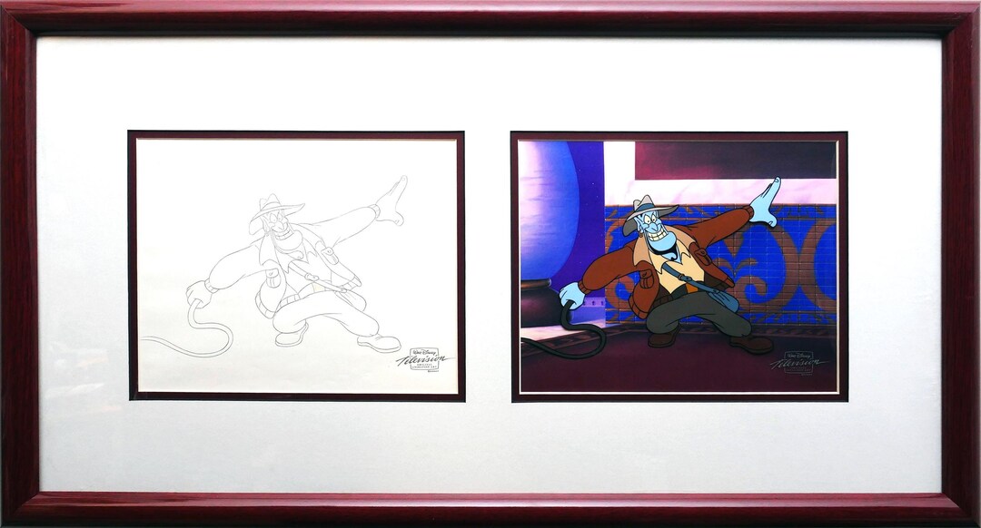 Aladdin the Genie Walt Disney Production Animation Cel and Drawing From ...