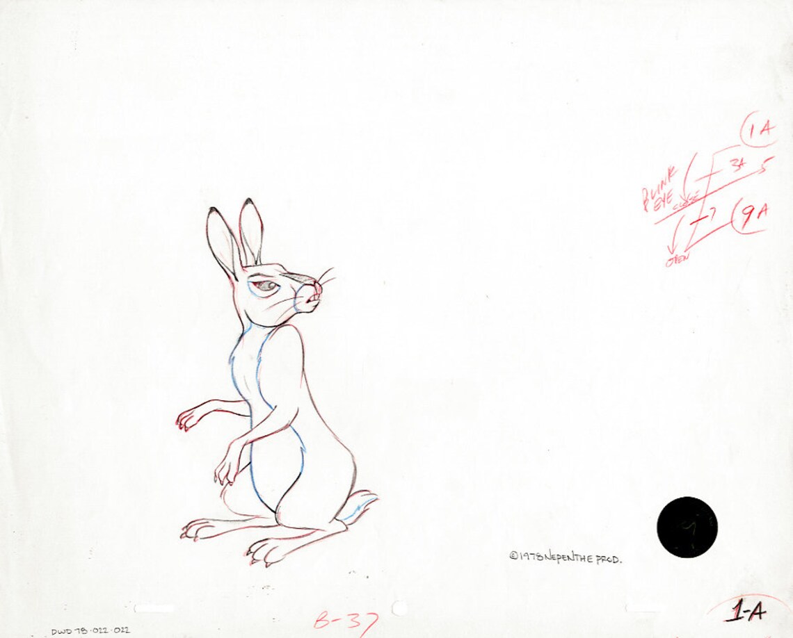 Watership Down 1978 Production Animation Cel Drawing With | Etsy