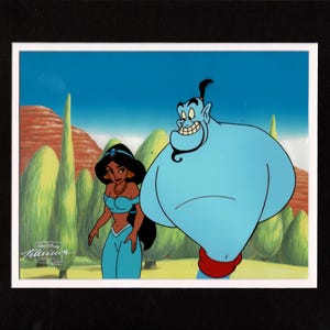 Aladdin Jasmine Genie Walt Disney Cartoon Production Animation Cel and ...