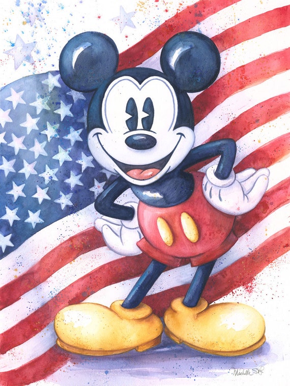 Mickey Mouse Flag Walt Disney Fine Art Michelle St. Laurent - Etsy