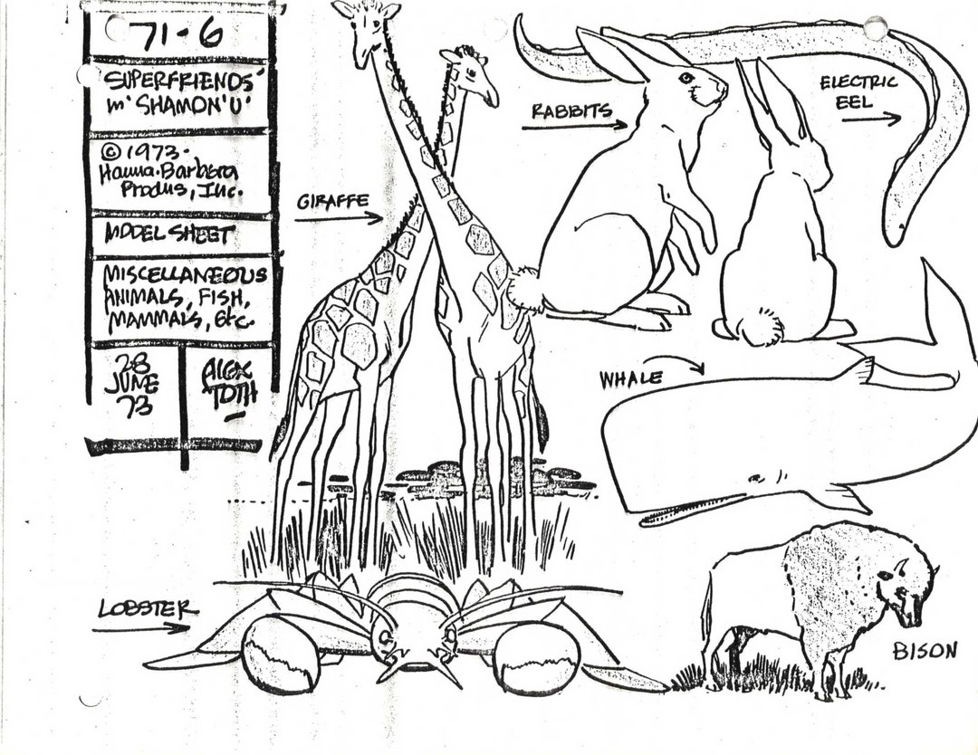 Alex Toth Superfriends 1973 Model Sheet Copy From Hanna - Etsy