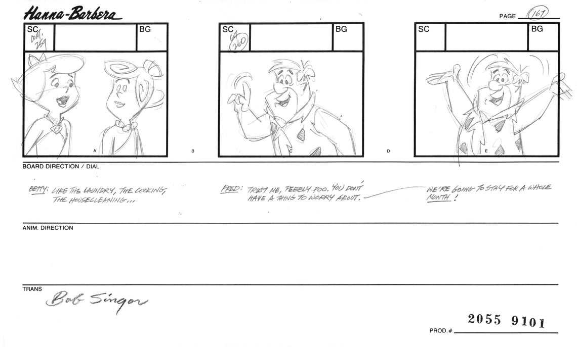 Flintstones Hollyrock-a-bye Baby Animation Storyboard From Hanna ...
