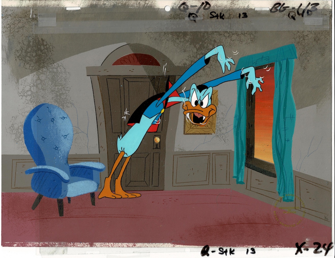 QUACKULA Original Production Animation Art Cel Setup and OBG Original ...