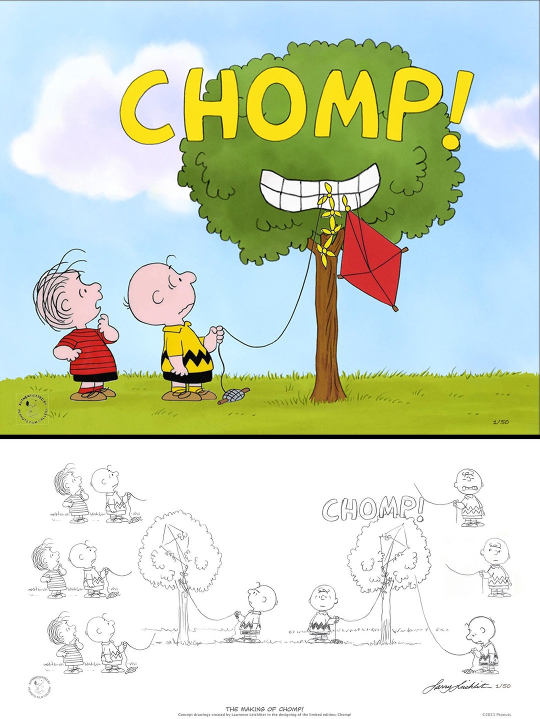 PEANUTS Charlie Brown Chomp Limited Edition of 50 Animation Cel AND ...