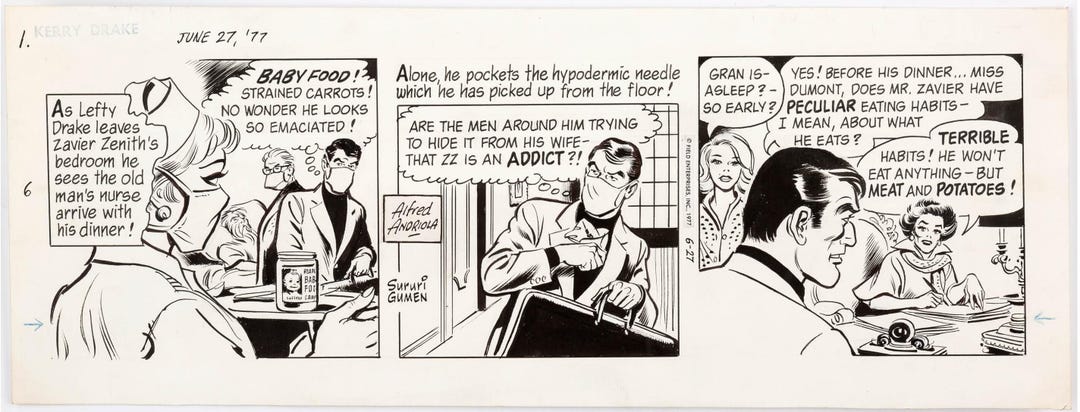 Kerry Drake Alfred Andriola Original Ink Daily Comic Strip Art Signed ...