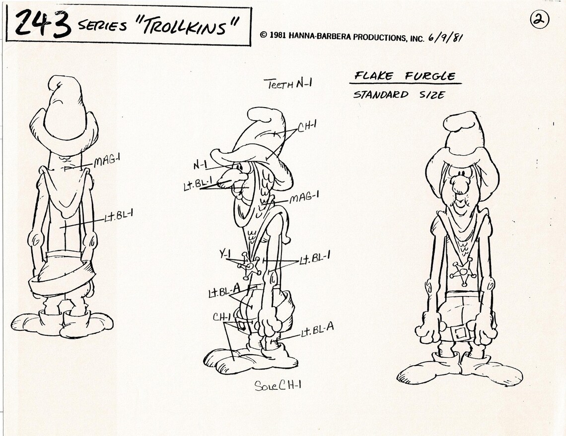 Trollkins 1981 Production Model Sheet Copy Lot of 12 Pages From Hanna ...