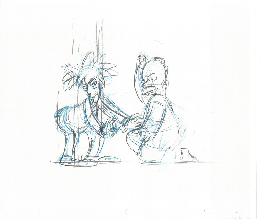 The Simpsons Homer and Sideshow Bob Production Animation Cel Drawing ...