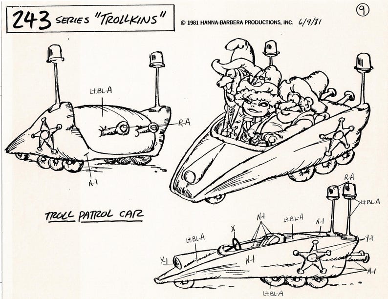 Trollkins 1981 Production Model Sheet Copy Lot of 12 Pages From Hanna ...