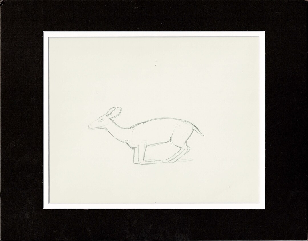 Walt Disney Rough Production Animation Cel Drawing or Study of a Deer ...