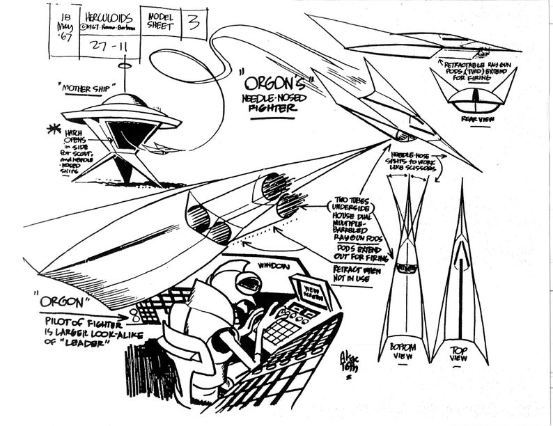 Alex Toth Herculoids Model Sheet Copy Lot 34 Pages 1967 Cartoon Hanna ...