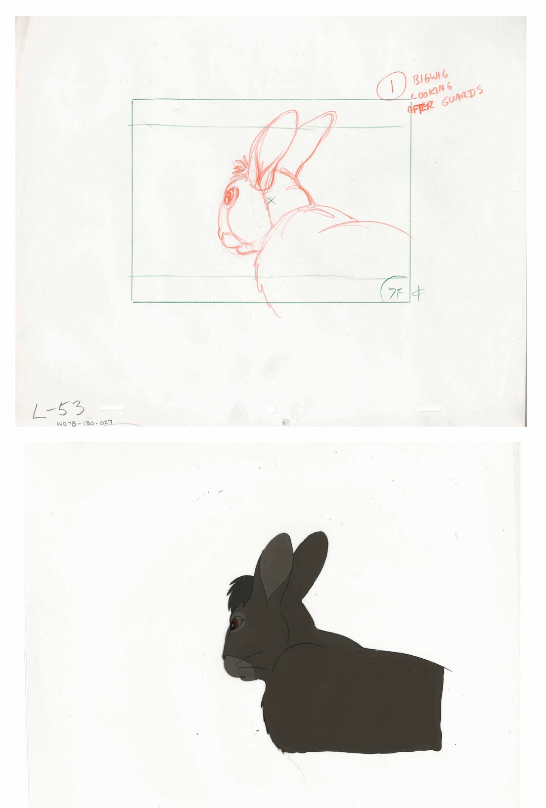 2 Lot: Watership Down 1978 Production Animation Cel AND Layout Drawing ...