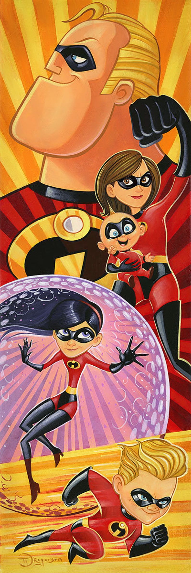 Pixars The Incredibles Walt Disney Fine Art Tim Rogerson Etsy