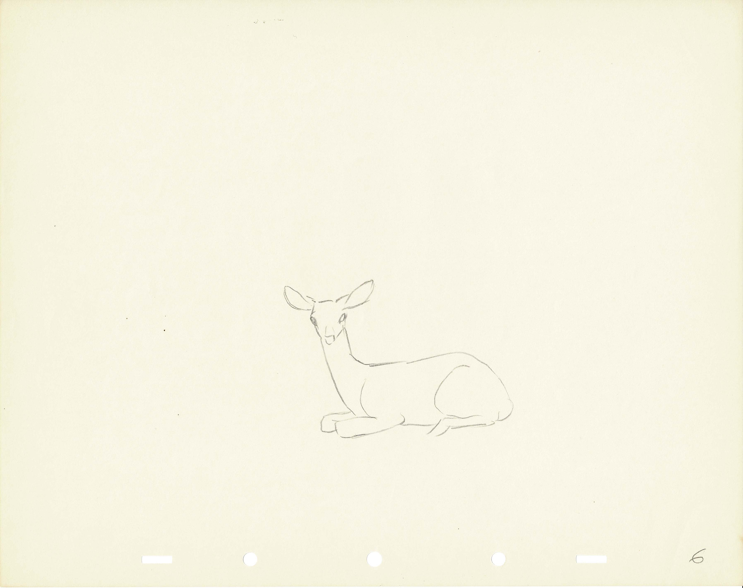 Walt Disney Rough Production Animation Cel Drawing or Study of a Deer ...
