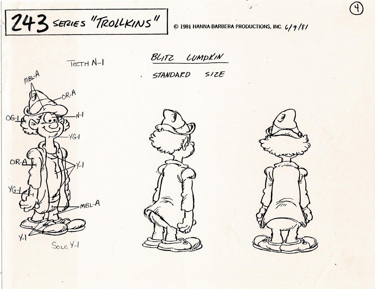 Trollkins 1981 Production Model Sheet Copy Lot of 12 Pages From Hanna ...