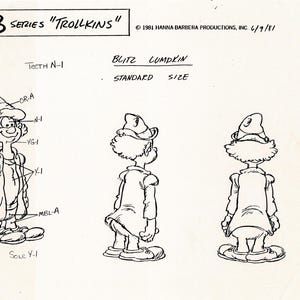 Trollkins 1981 Production Model Sheet Copy Lot of 12 Pages From Hanna ...