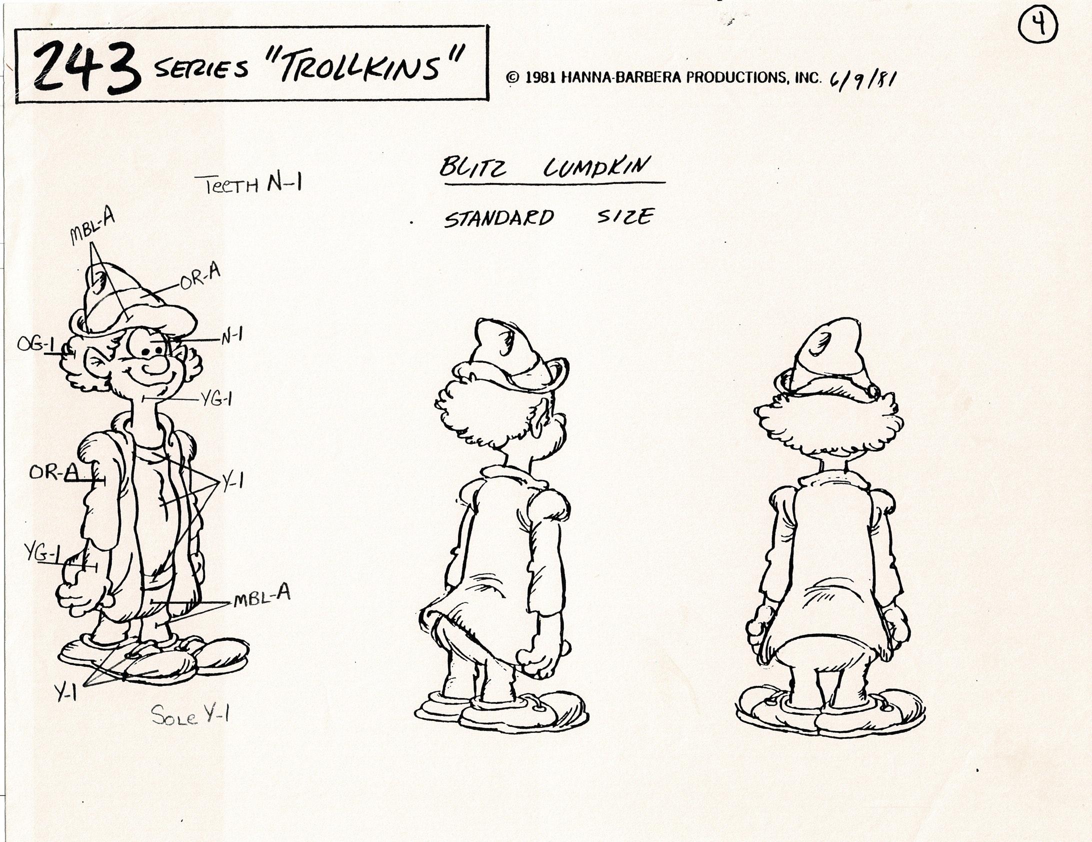 Trollkins 1981 Production Model Sheet Copy Lot of 12 Pages From Hanna ...