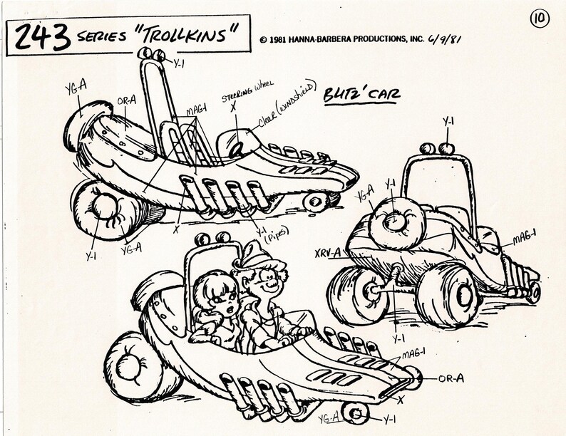 Trollkins 1981 Production Model Sheet Copy Lot of 12 Pages From Hanna ...
