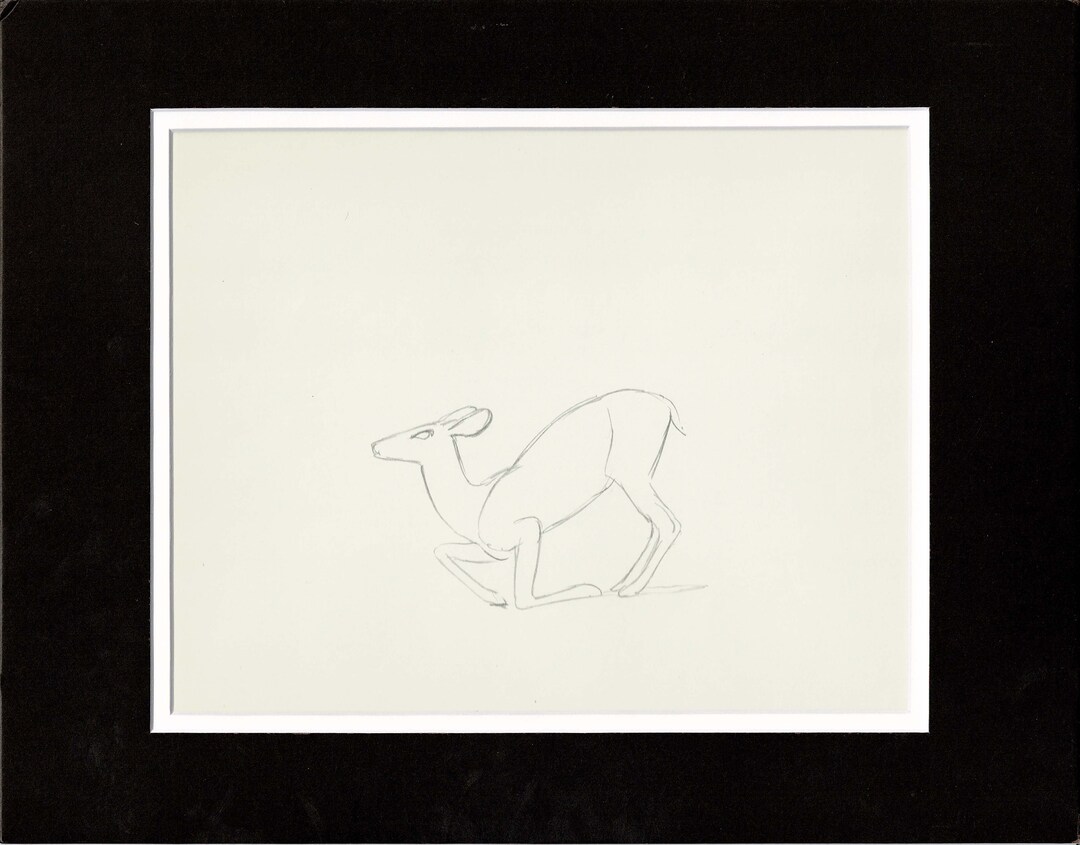Walt Disney Rough Production Animation Cel Drawing or Study of a Deer ...